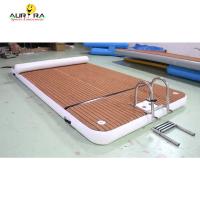 China OEM Inflatable Floating Dock Swim Platform With Ladder Drop Stitch PVC Teak Foam for sale