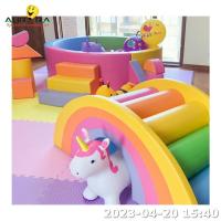 China PU Leather Kids Soft Play Equipment Block Foam Indoor Play Ground Ball Pit Pool Blue for sale