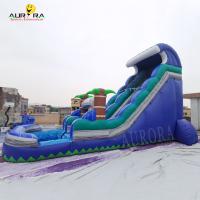 China Tarpaulin Inflatable Water Slide For Adult Blue Tropical Kids Tropical Palm Tree for sale