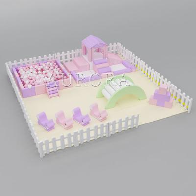 China Real Soft Play Equipment Soft Play Purple Pink Foam Indoor Soft Play Fence for sale