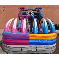 China Outdoor Bouncy Inflatable Water Slides For Pool Purple Blue Commercial Grade Giant for sale