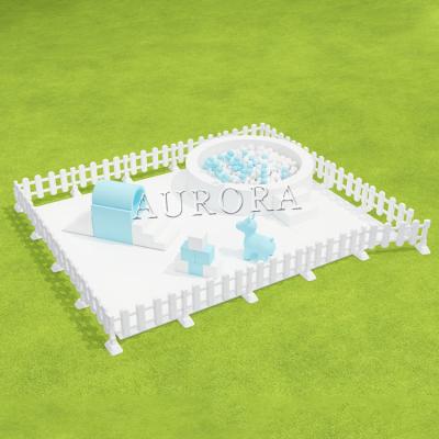 China Soft Play Equipment Set White And Blue Foam Play For Party Rental Business for sale
