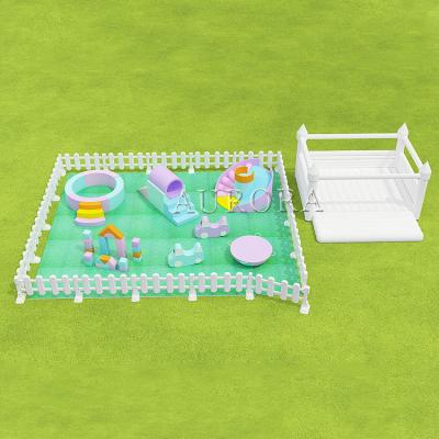 China Soft Play Equipment Farm Indoor White And Green Soft Play Sets Mats And Fences for sale