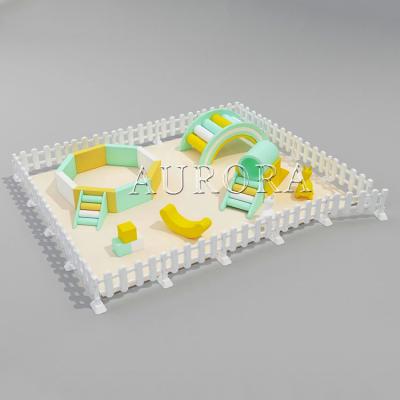 China Yellow Green Soft Play Equipment With White Fence Soft Play Foam Climbing for sale