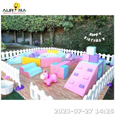 China Purple Pink Soft Play Equipment Soft Play Fence For Kids Soft Play Sets for sale