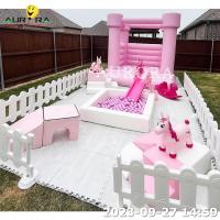 China White Inflatable Bouncy Castle Outdoor Party Purple Soft Ball Pit With Slide for sale