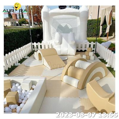 China Beige White Kids Soft Play Playground Indoor With Inflatable Bounce House for sale