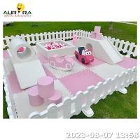 China Neutral Color Soft Play Equipement Soft Play Ball Pit With Slide Outdoor Pink for sale