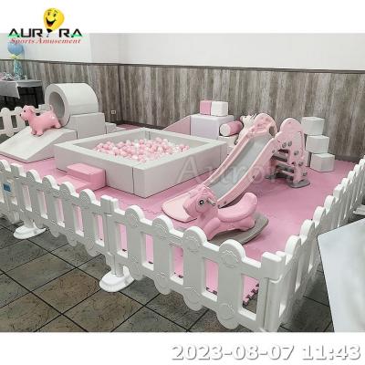 China Neutral Color Soft Play Equipement Soft Play Ball Pit With Slide Outdoor Pink for sale