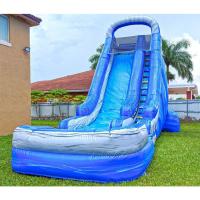 China Inflatable Water Slide With Pool For Kid'S PVC Blue Backyard Lane Water Slide 22ft for sale