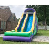 China 100m Inflatable Water Slide Inflatable Slip And Slide Double Lane Inflatable Palm Tree for sale