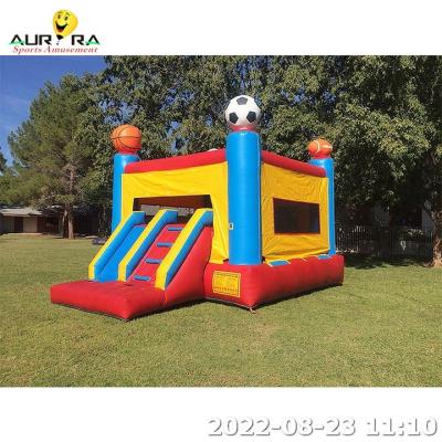 China Mini Inflatable Bounce House Combo Moon Walk With Water Slide Outdoor for sale