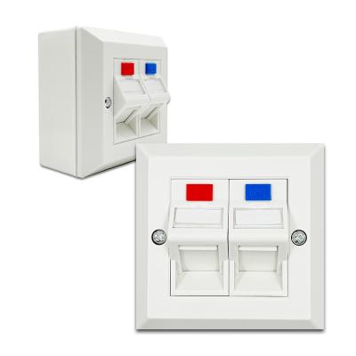 China Kico Cat6 RJ45 2 Port Type 86*86 Network Faceplate Wall Faceplate With Keystone Jacks for sale