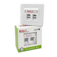 China Kico Cat6 RJ45 2 Port Type 86*86 Network Faceplate Wall Faceplate With Keystone Jacks for sale