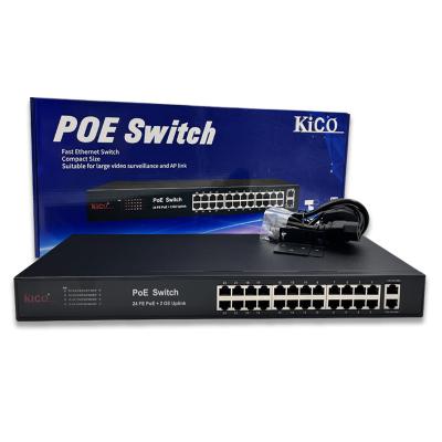 China High Performance Ethernet RJ45 POE Switch 24 POE + 2 Uplink Compact Size For Extensive Video And AP Link for sale