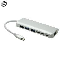 China Kico 6 in 1 Type C To LAN + Type C Female + SD + 2*USB 3.0 + HDTV Port Cable Adapter Hub Converter Factory Competitive Price for sale