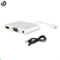 China Kico Lighting to 3.5mm Aux port Audio & VGA & HDTV Adapter Converter Cable For Iphone for sale