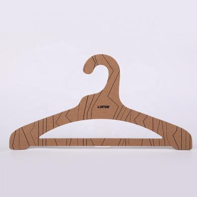 China 3mm Thick Baby Clothes Paper Hanger Brown Kraft Cardboard Hanger Custom Printed for sale