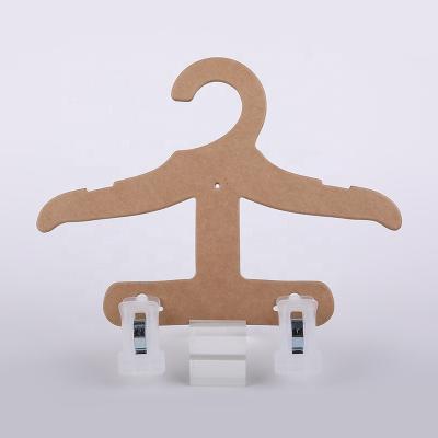 China Standing Kraft Paper Baby Hangers With Plastic Clips For Display Clothing Wholesale for sale