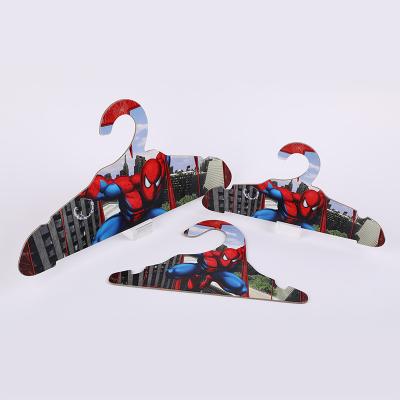 China OEM Recycle Cartoon Item Paper Hangers Spider Man Style Kids Clothes Hangers for sale