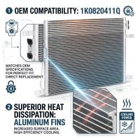 China OEM 1K0820411Q Auto AC Condenser Aluminum Parallel Flow 16mm for Audi VW for sale