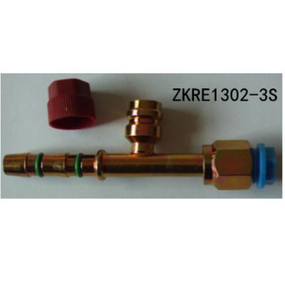 China R134A AC Compressor Manifold Fittings 5/8 O-Ring ZKRE1302-3S with H Charge Port for Automotive Refrigerant Systems for sale