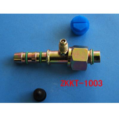 China 3/8 O-Ring 180 Degree AC Compressor Adapter Fitting with L Charge Port for R12 Refrigerant Systems for sale