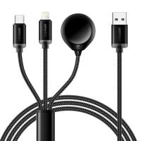 China ESSAGER ES-X60 3-in-1 Charging Cable with 3A Output and 1.2m Length for USB-C, Lightning, and Watch Devices for sale
