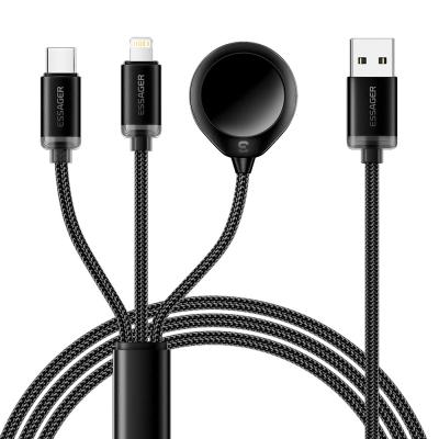China ESSAGER ES-X60 3-in-1 Charging Cable with 3A Output and 1.2m Length for USB-C, Lightning, and Watch Devices for sale