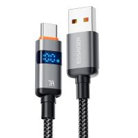 China ESSAGER ES-X61 USB A to C Fast Charging Cable 100W Max Power 480Mbps Data Transfer 1m 2m Grey for sale