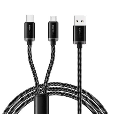 China ESSAGER ES-X60 2-in-1 USB A to USB C and Micro Charging Cable 40W 1.2m Aluminum Alloy Data Transfer for sale