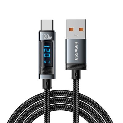 China ESSAGER ES-X47 120W USB-C Charging Cable with Digital Display 1m 2m Length Options Fast Charging for sale