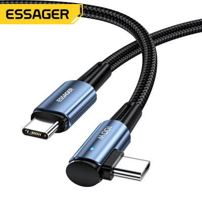 China Essager L-Type USB-C to USB-C Charging Cable 5A 100W 60W Fast Charging with Data Transfer - Black Blue Colors for sale