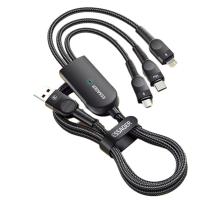China Essager Swift 3-in-1 Nylon Braided Fast Charging Cable with 3A Current Support for Micro USB, Type-C and Lightning Devices for sale