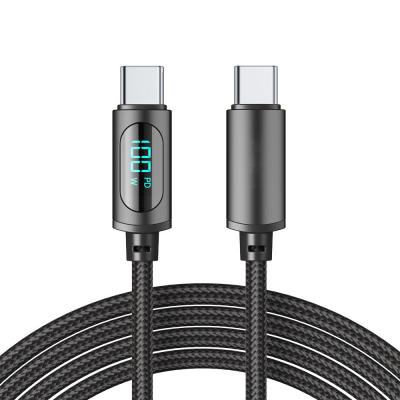 China ESSAGER 100W Type-C to Type-C Cable with LED Digital Display - 5A Fast Charging in 1M 2M 3M Lengths for sale