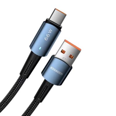 China Essager Super Charger USB-A to USB-C Data Cable 6A 66W PD Fast Charging for iOS Devices for sale