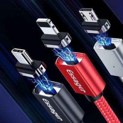 China Essager 3A Magnetic Fast Charging Cable 1M 2M Type-C 3-in-1 Data Transfer USB Cable for Mobile Devices for sale