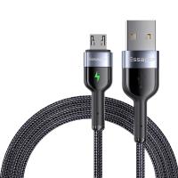 China Essager LED Mobile Charging Cable Nylon Braided Fast Charging Micro USB Data Cable 0.5M 1M 2M Length Options for sale
