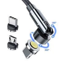 China Essager Universal 540 3-in-1 Magnetic Charging Cable with 3A Fast Charge and 540° Rotation for Micro USB and Type-C Devices for sale
