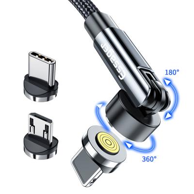 China Essager Universal 540 3-in-1 Magnetic Charging Cable with 3A Fast Charge and 540° Rotation for Micro USB and Type-C Devices for sale