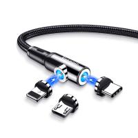China Essager 3-in-1 Magnetic Charger Cable with Type-C, Micro USB, and Lightning Interfaces - LED Indicator & Aluminum Alloy Construction for sale