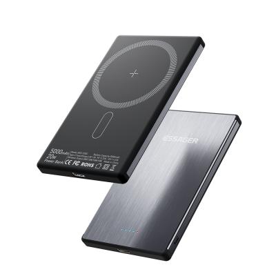 China ESSAGER AKD-YD52 5000mAh Ultra Thin Wireless Fast Charging Power Bank with Aluminum Alloy Case for sale