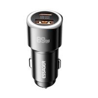 China ESSAGER ES-CC16 89W Dual Port Car Charger with USB-C 45W and USB-A 44W Output for Fast Device Charging for sale