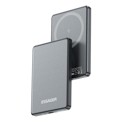 China ESSAGER KR-W002 Ultra Thin 5000mAh Wireless Power Bank with 15W Fast Charging and Compact 13.3cm Design for sale