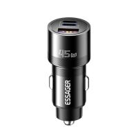 China ESSAGER ES-CC14 45W Fast Car Charger with 3 Ports - USB-C, USB-A, Lightning for 12-24V Vehicles for sale
