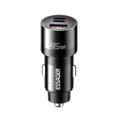China ESSAGER ES-CC14 45W Fast Car Charger with 3 Ports - USB-C, USB-A, Lightning for 12-24V Vehicles for sale