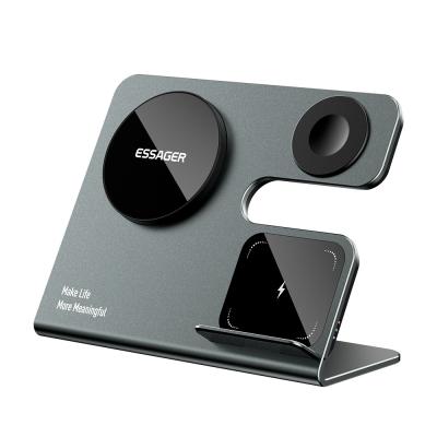 China ESSAGER OJD-119 3-in-1 Wireless Charger Station with 15W Phone Charging, 3W Earbuds and Watch Charging for sale