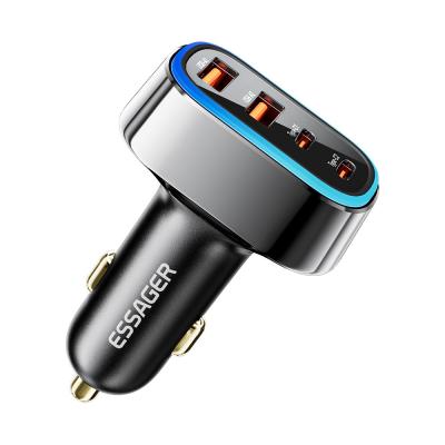 China ESSAGER F738 70W 4-Port Car Charger with 2 USB-A and 2 USB-C Ports for 12-24V Vehicle Systems for sale
