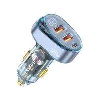 China Essager 125W Transparent Digital Car Charger with LCD Display - 1 Type-C & 2 USB-A Ports for Fast Charging for sale