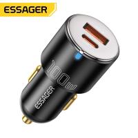 China Essager 100W Dual Port Car Charger with 65W PD Type-C and 35W USB-A for Fast Device Charging in Vehicles for sale